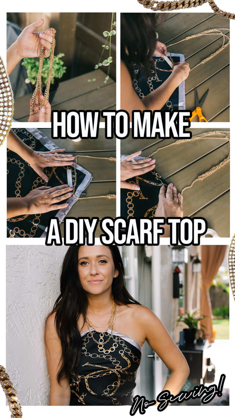 how to make a diy scarf top with a chain necklace